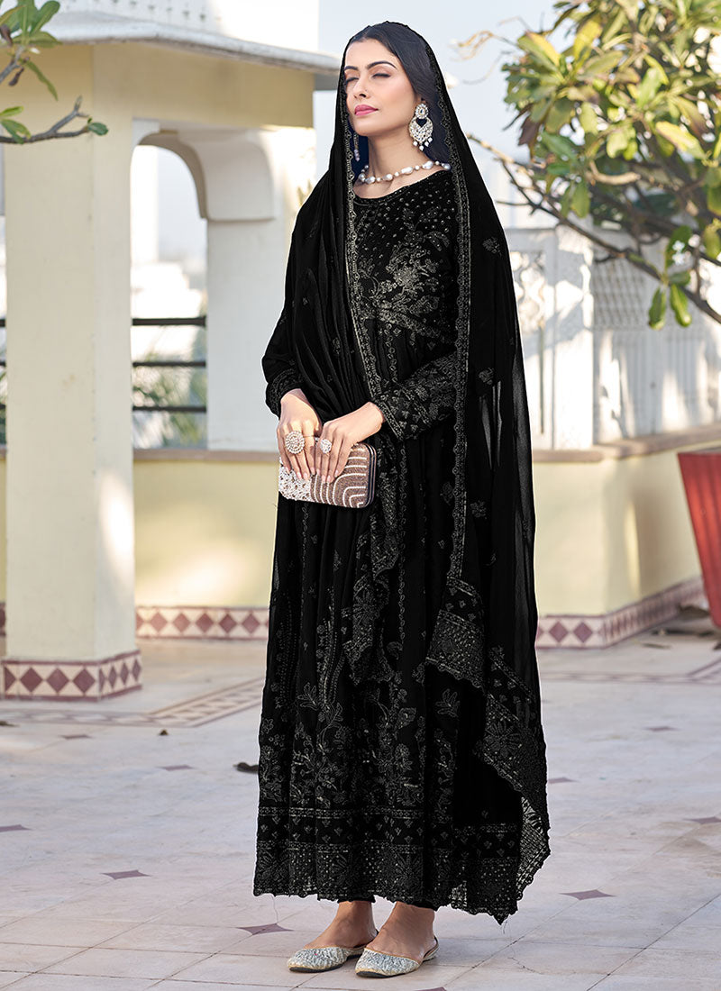 Buy Anarkali Suits In Illinois - Black Thread Embroidery Traditional ...