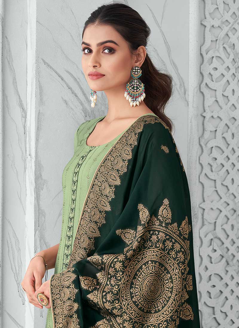 Buy Latest Indian Suits Online - Green Two Tone Sequence Embroidery ...