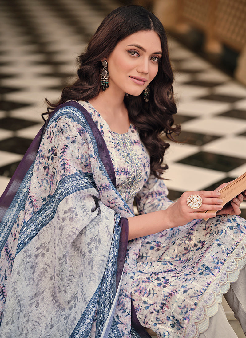 Buy Pakistani Suits - Grey Floral Handwork Embroidery Pakistani Pant ...