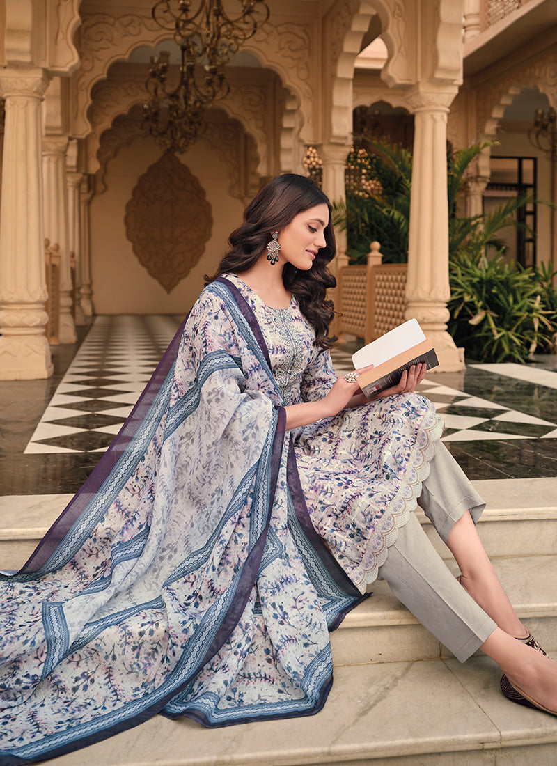 Buy Pakistani Suits - Grey Floral Handwork Embroidery Pakistani Pant ...