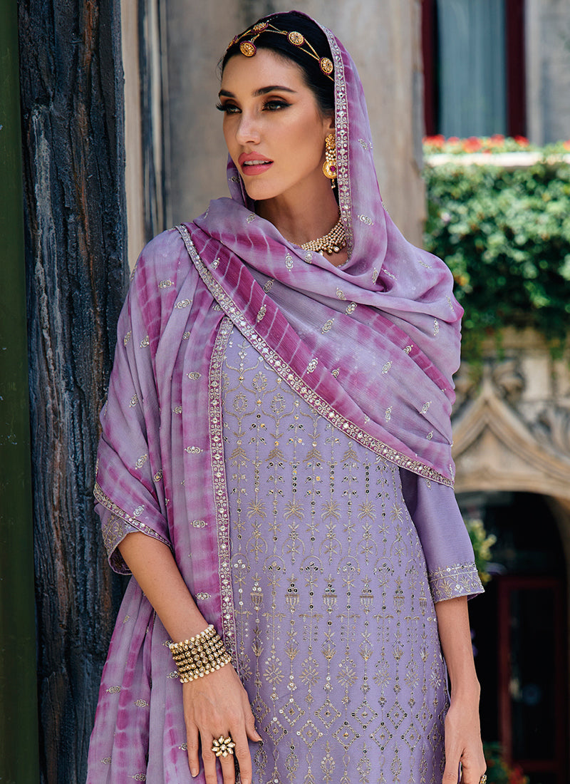 Buy Sharara Suits - Lavender Traditional Embroidery Wedding Gharara ...