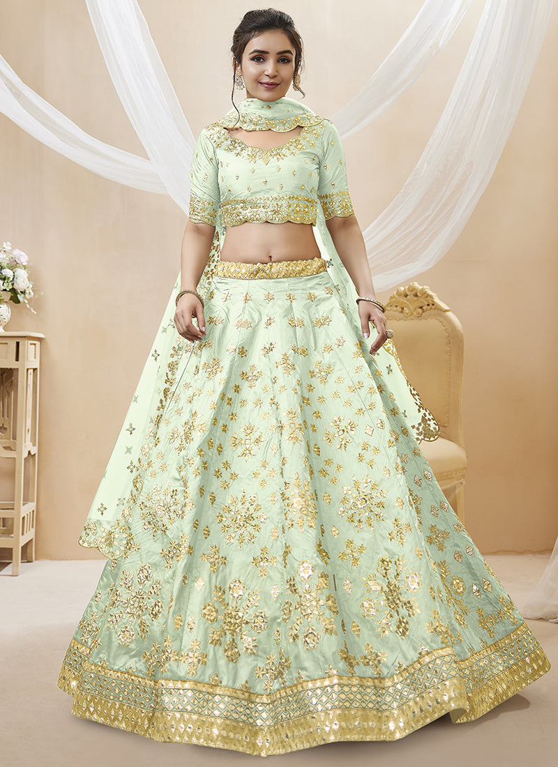 Buy Traditional Lehengas - Light Green Mirror Embroidery Traditional ...