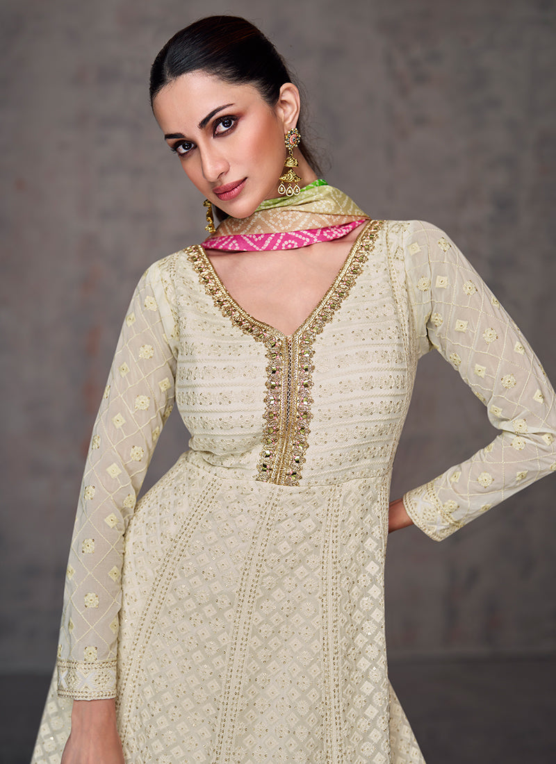 Buy Reception Suit In Chicago - Off White Lucknowi Mirror Work ...