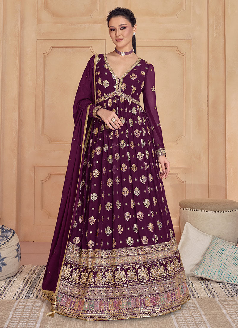 Buy Eid Suits In Peterborough - Deep Wine Multi Thread And Sequence ...
