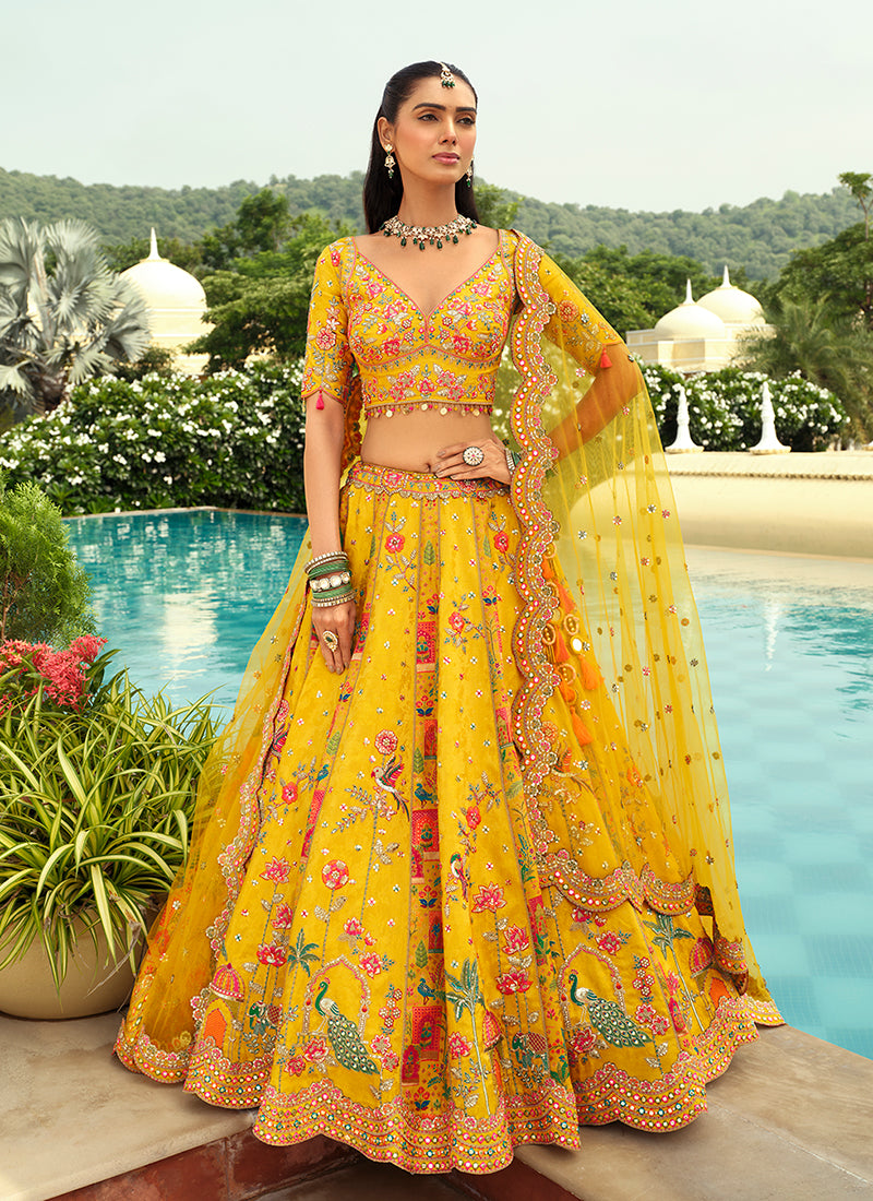 Buy Bridal Lengha Choli In Australia - Golden Yellow Bridal Lengha Choli