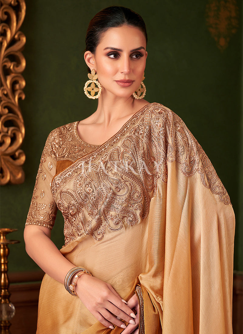 Shop Golden Designer Saree | Hatkay