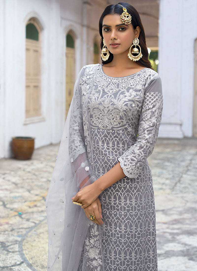Buy Pakistani Suits Online - Grey Sequence Embroidery Pakistani Pant ...