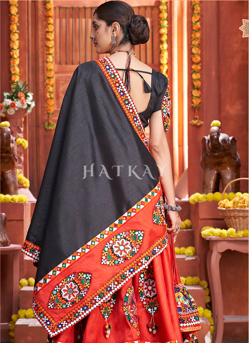 Buy Black And Red Kutchi Embroidered Rajwadi Chaniya Choli In USA UK Canada