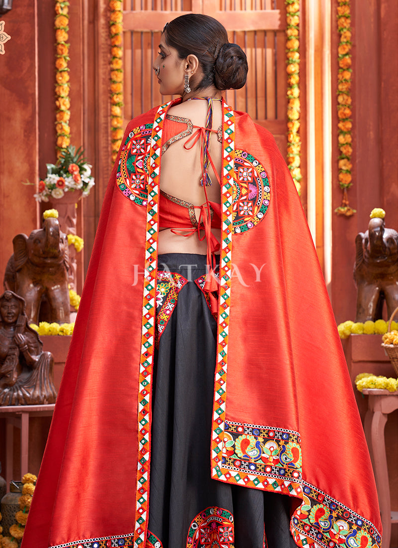 Buy Red And Black Kutchi Embroidered Rajwadi Chaniya Choli In USA UK Canada