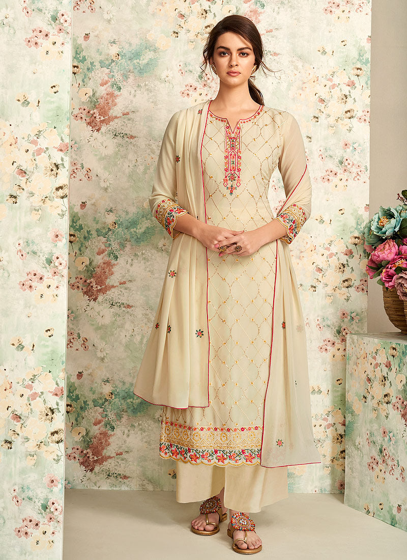 Buy Off White Palazzo Suit In USA, UK, Canada, Australia, Newzeland online